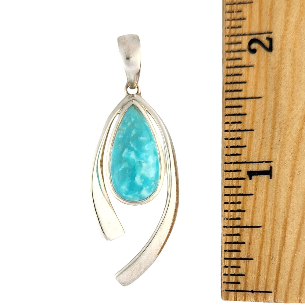 BLUE TURQUOISE SILVER PENDANT | PURPLE LEOPARD BOUTIQUE