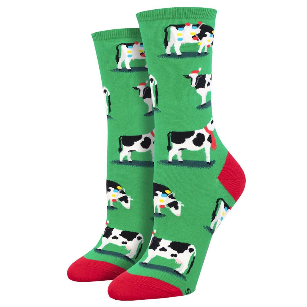 MOOOO COW SPOTS MEN'S CREW SOCKS | PURPLE LEOPARD BOUTIQUE