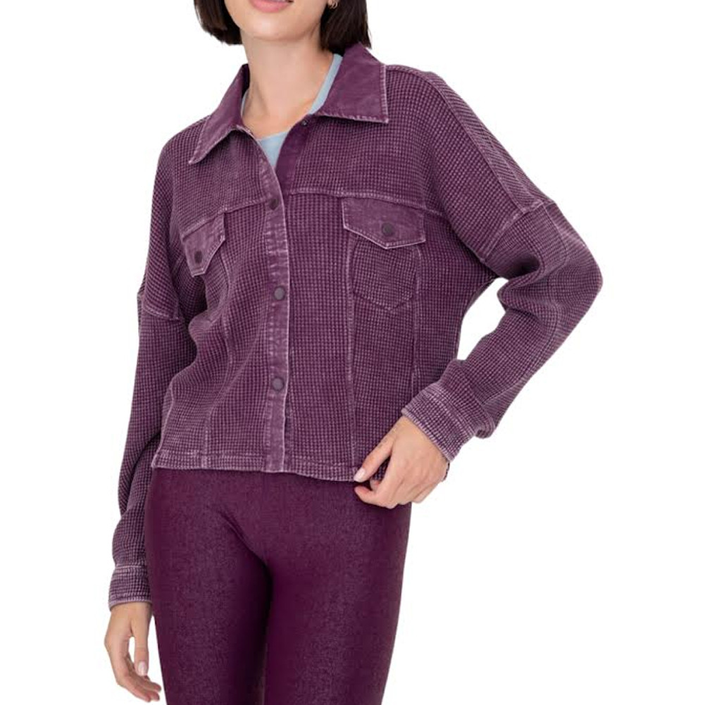 DARK PLUM ACID WASHED SHACKET | PURPLE LEOPARD BOUTIQUE