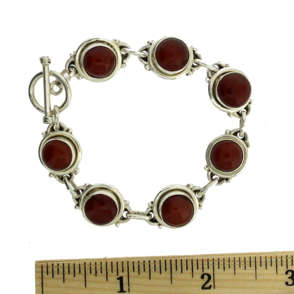 7" Rust Carnelian Sterling Silver Bracelet Gemstone Jewelry Toggle ...