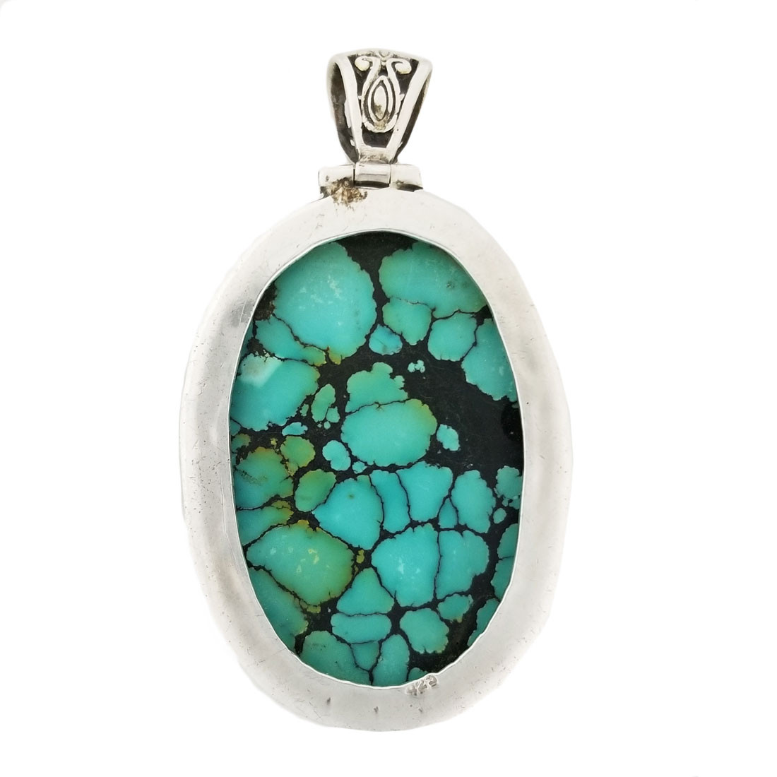 LARGE BLUE TURQUOISE SILVER PENDANT | PURPLE LEOPARD BOUTIQUE