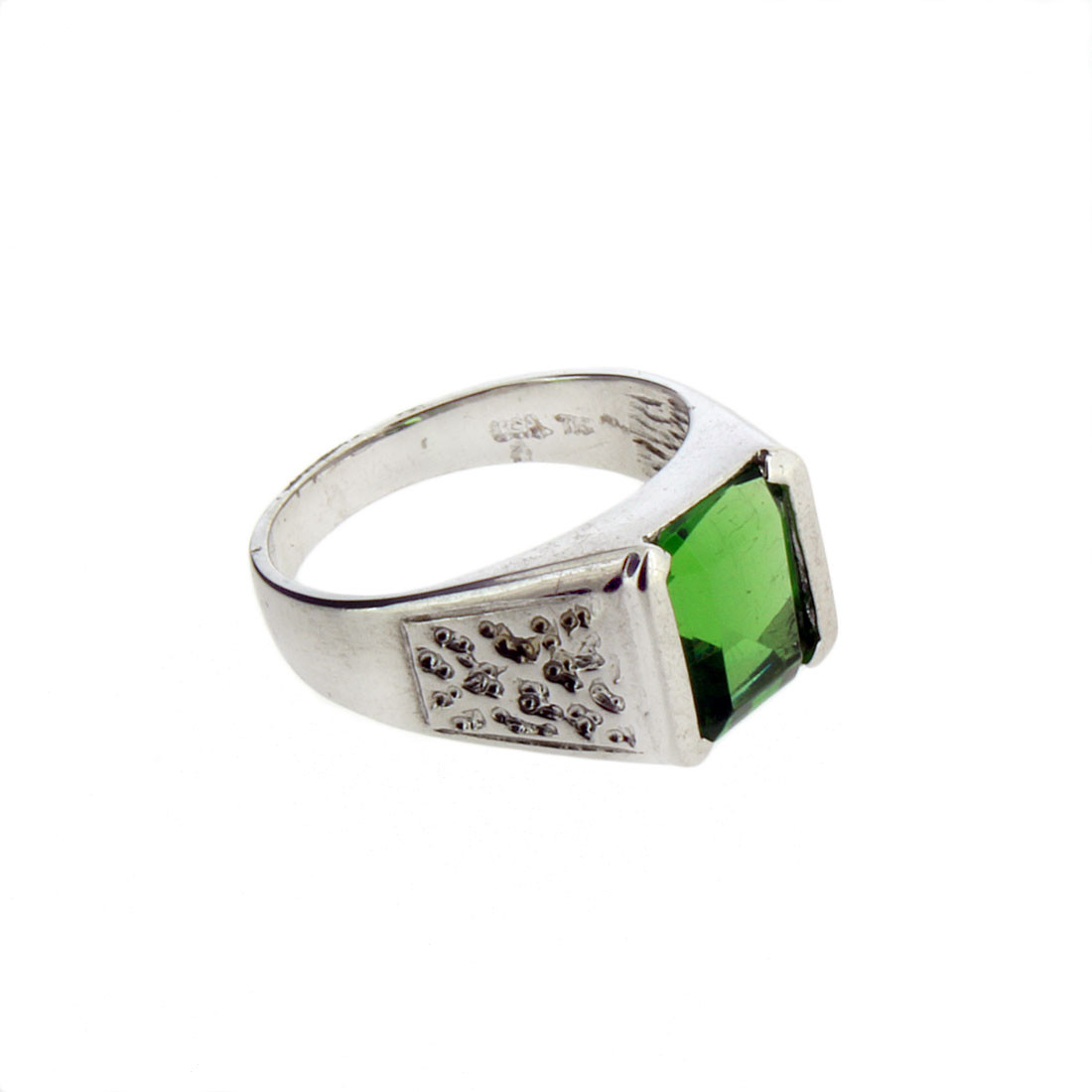 Square Stone Green Helenite Sterling Silver Ring - Purple Leopard Boutique