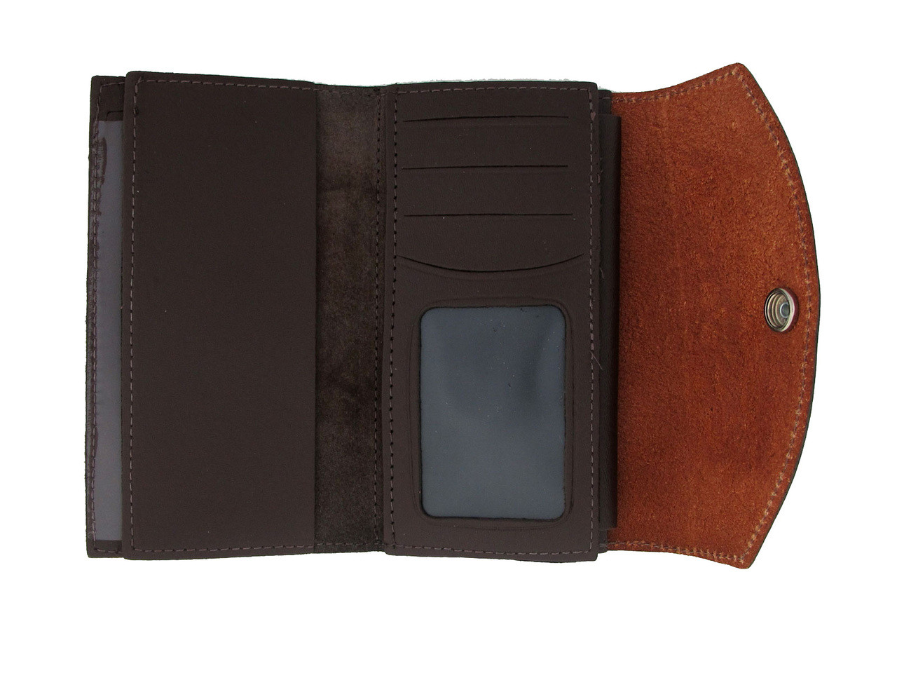 Women's Wallet Brown Leather with Embossed Flower Trim - Purple Leopard ...