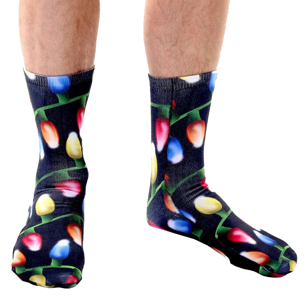 Unisex Men's or Women's Crew Socks Holiday Christmas Lights - Purple ...