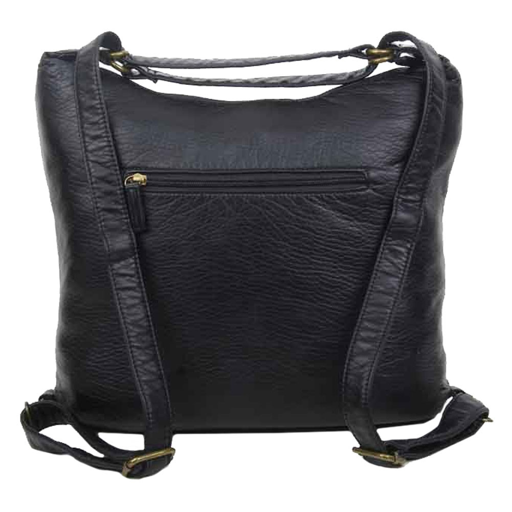 Convertible Crossbody Backpack Purse Black Vegan Leather Shoulder Bag ...