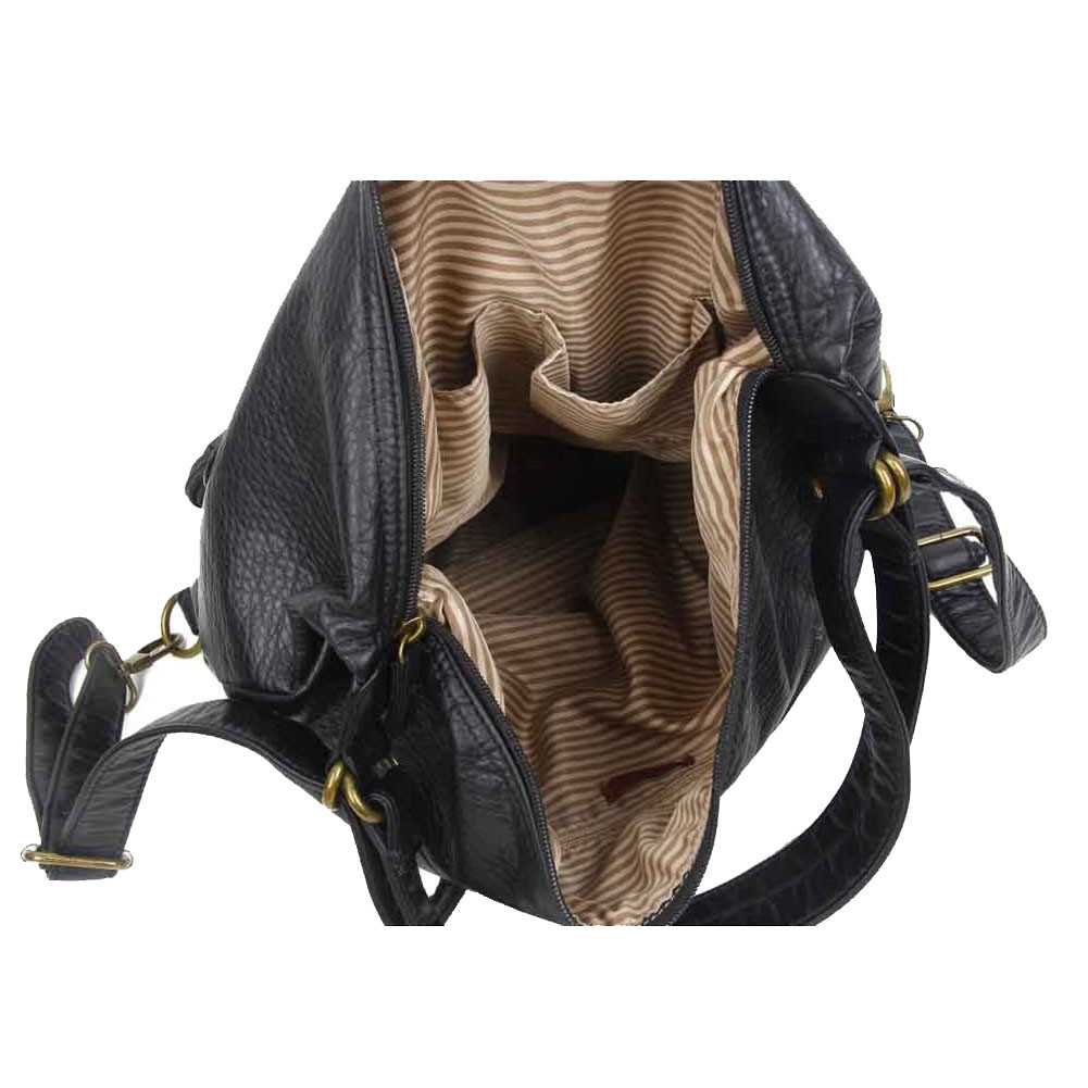Convertible Crossbody Backpack Purse Black Vegan Leather Shoulder Bag ...