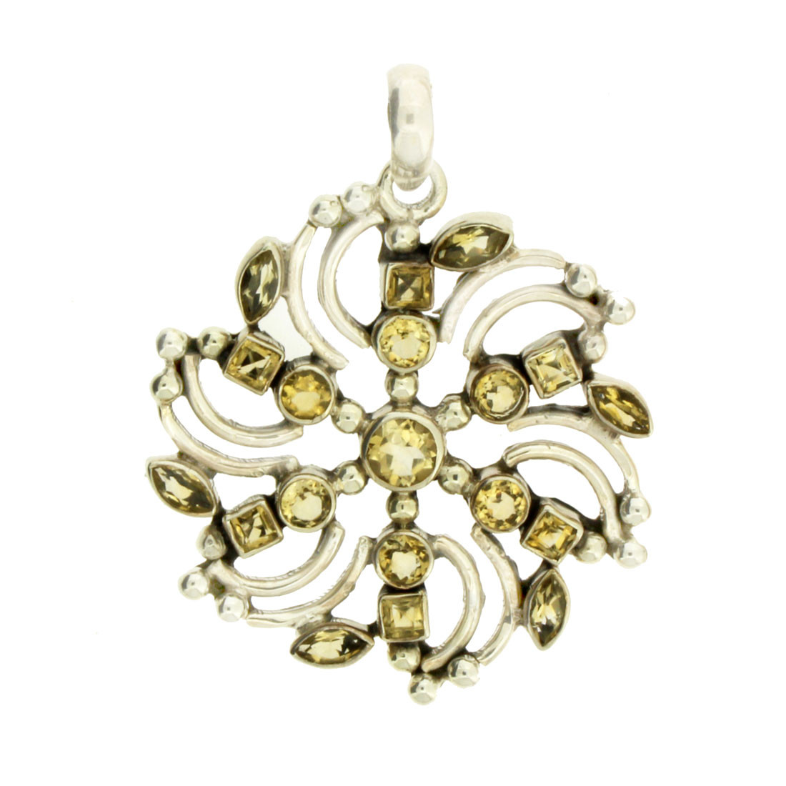 Large Multi Stone Faceted Square Pendant Sterling Silver Jewelry ...