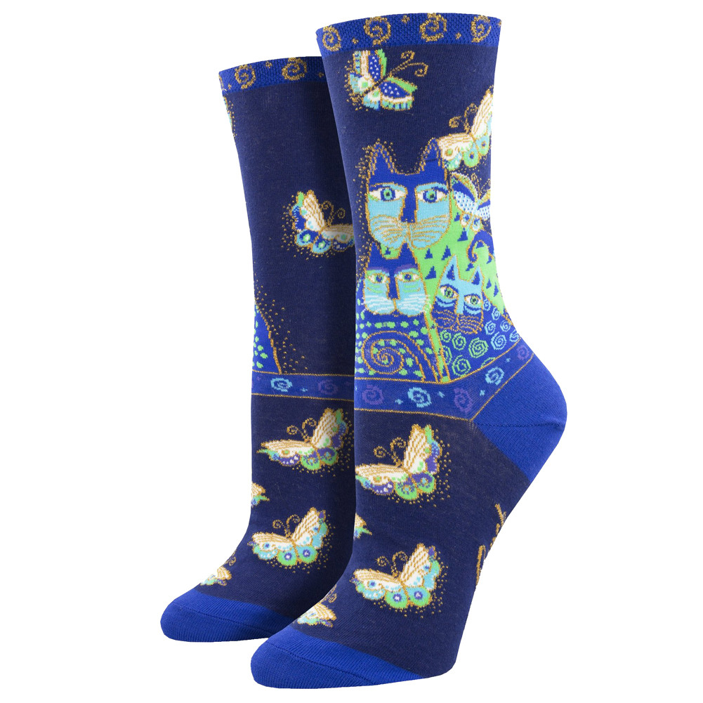 LAUREL BURCH CELESTIAL CATS SOCKS | PURPLE LEOPARD BOUTIQUE
