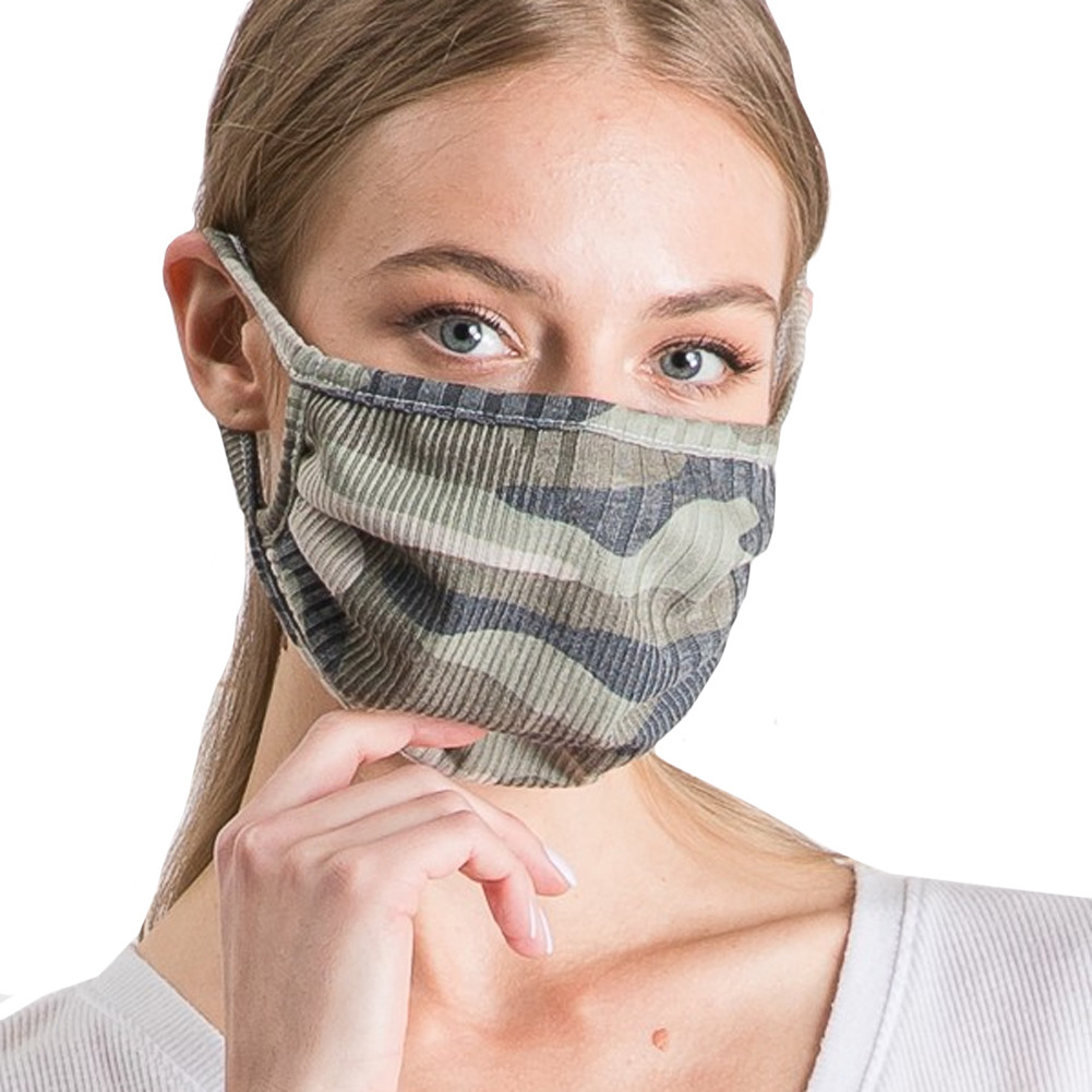 RIBBED CAMO REUSABLE FACE MASK | PURPLE LEOPARD BOUTIQUE