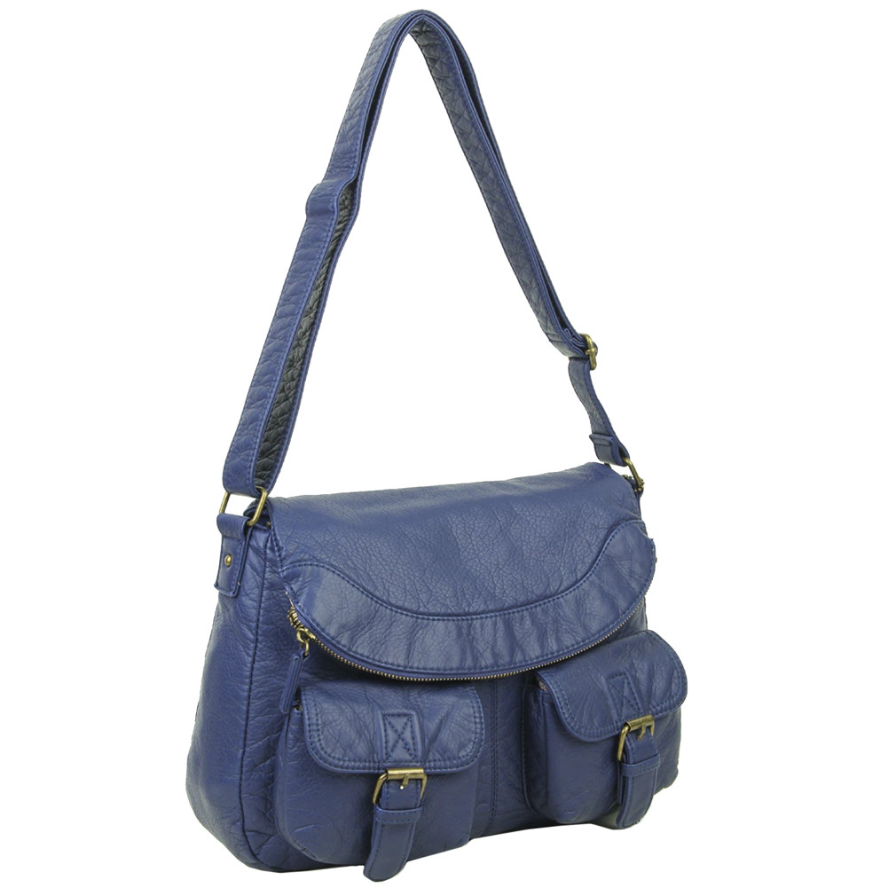 NAVY BLUE MESSENGER CROSSBODY BAG | PURPLE LEOPARD BOUTIQUE