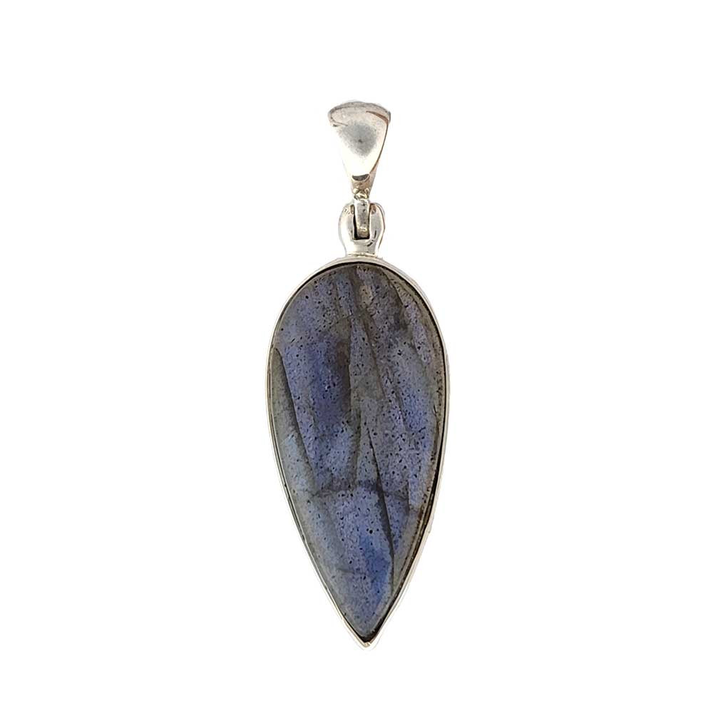 Large Gray Blue Labradorite Sterling Silver Pendant - Purple Leopard ...