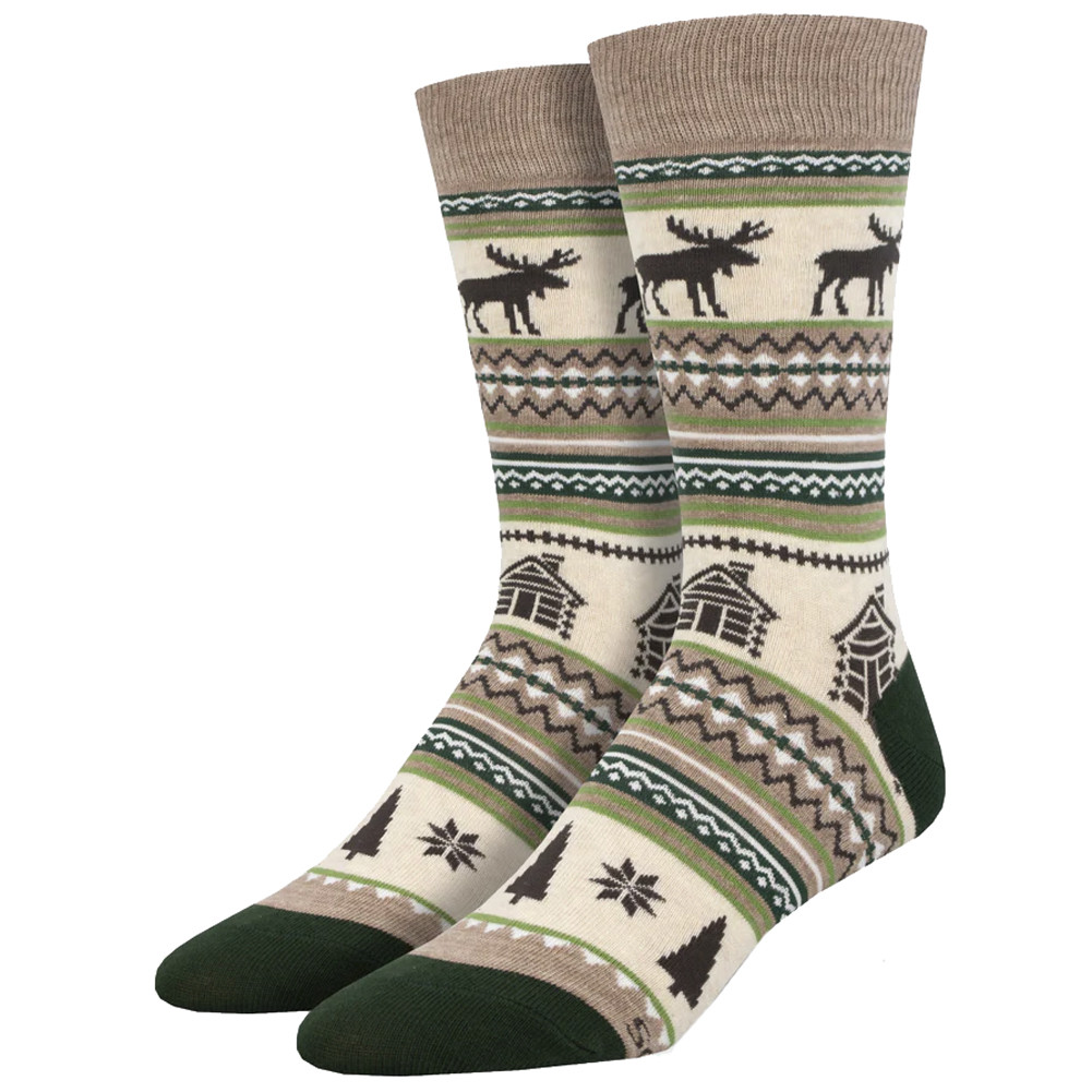 Men's Crew Socks The Moose is Loose in the Forest - Purple Leopard Boutique