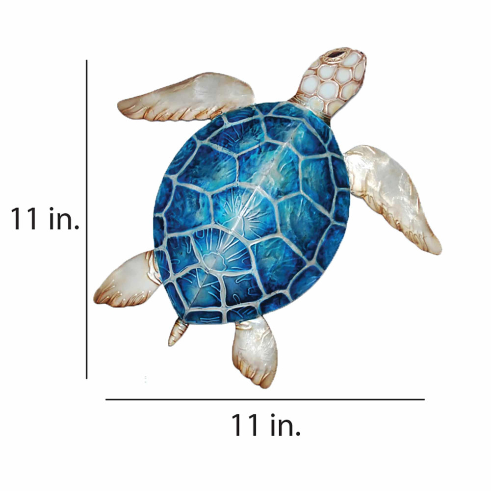 Capiz Shell Blue Loggerhead Sea Turtle Wall Decor - Purple Leopard Boutique