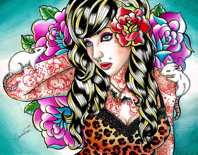 The Girl by Andrea Young Canvas Giclee Garage Pin Up - Purple Leopard ...