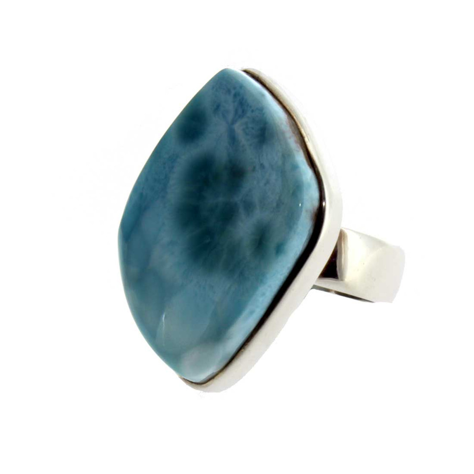 Sterling Silver Ocean Blue Larimar Ring - Purple Leopard Boutique