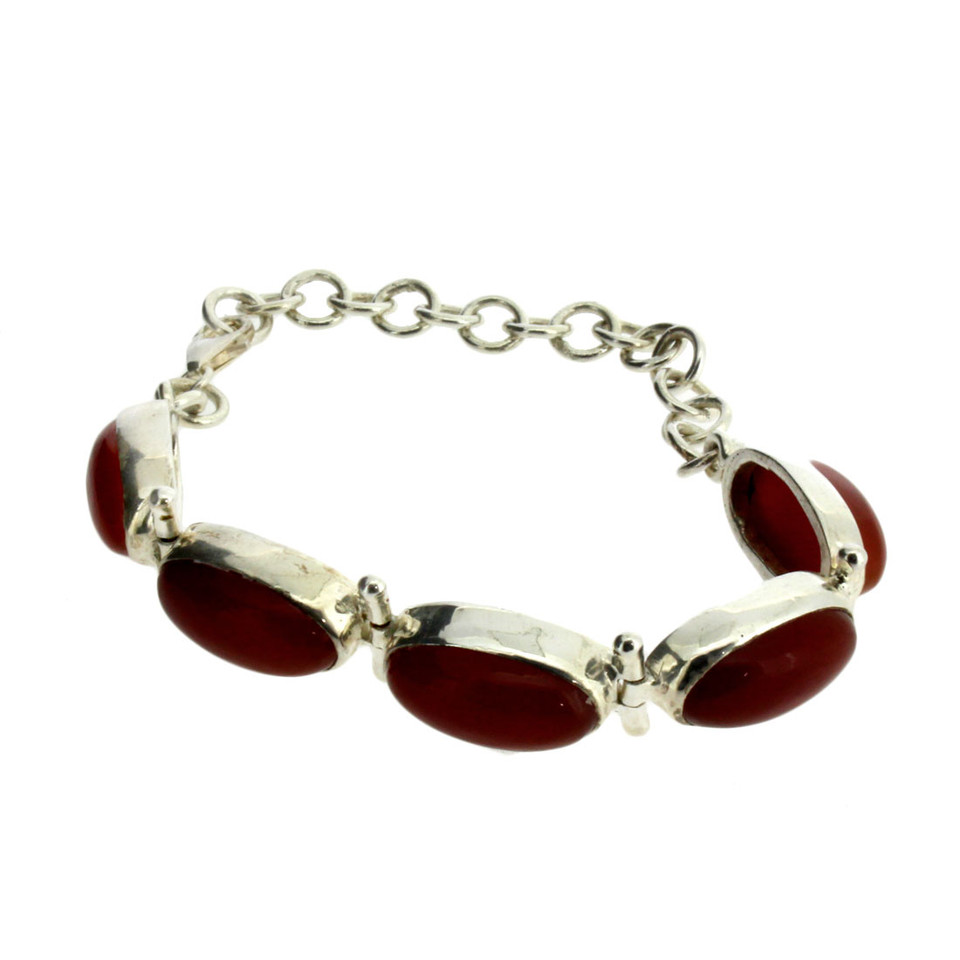 7" Rust Carnelian Sterling Silver Bracelet Gemstone Jewelry Toggle ...