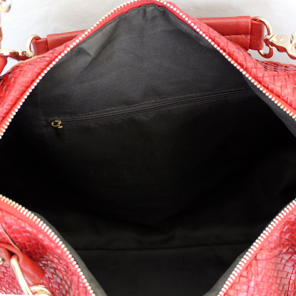 Large Red Woven Handbag Purse - Purple Leopard Boutique