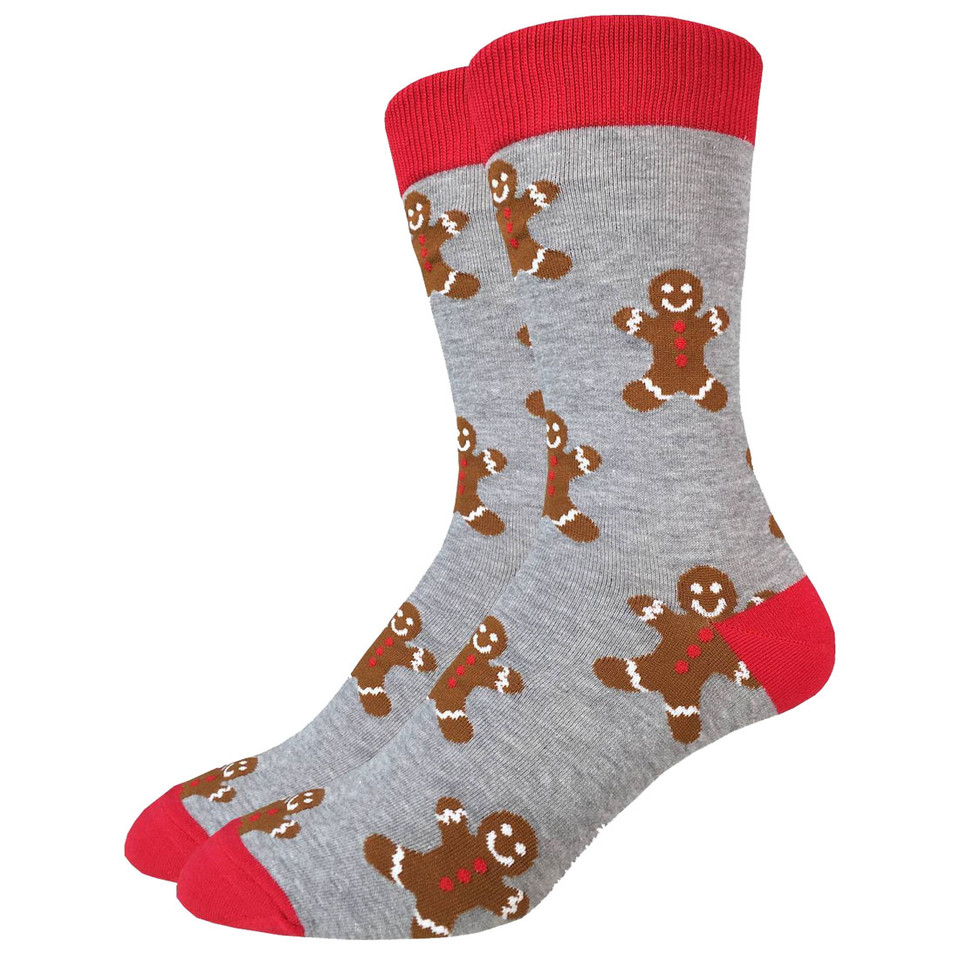Men's Crew Socks Christmas Holiday Gingerbread Men - Purple Leopard ...