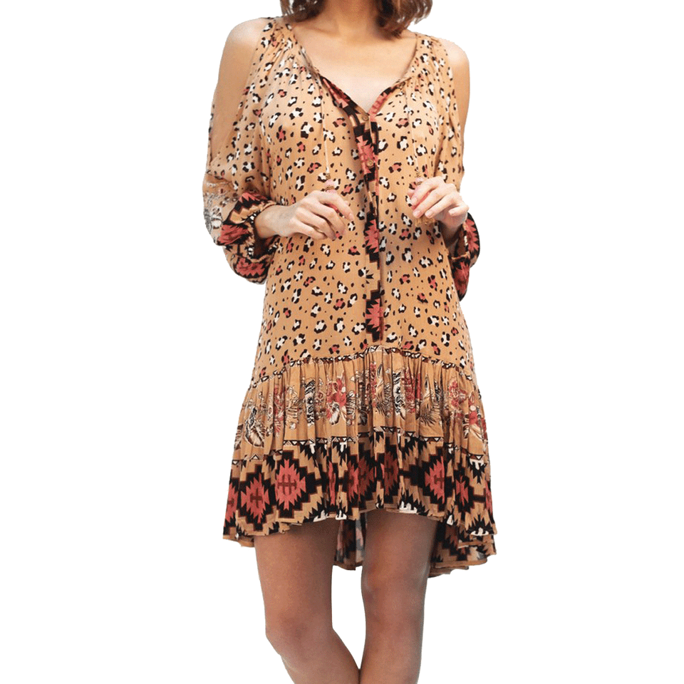 WOMEN'S BOHO MINI LEOPARD PRINT NALA DRESS | PURPLE LEOPARD BOUTIQUE
