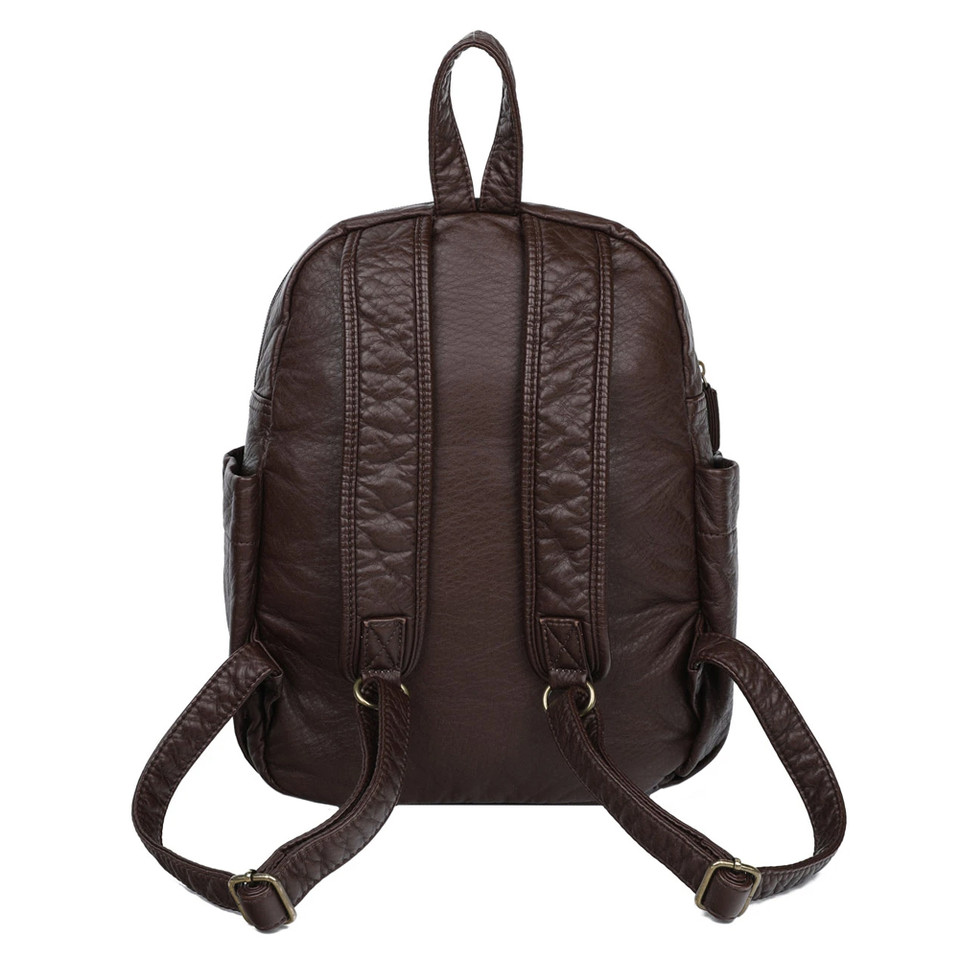 DARK BROWN VEGAN BACKPACK PURSE | PURPLE LEOPARD BOUTIQUE