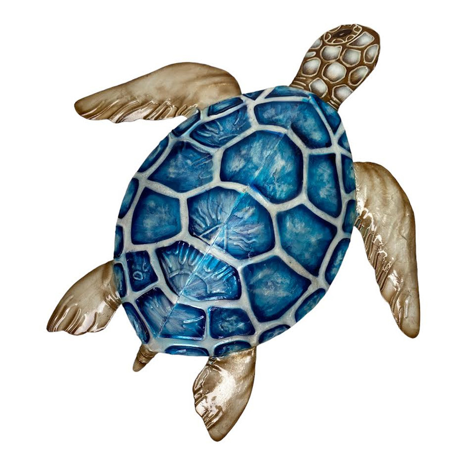 Capiz Shell Blue Loggerhead Sea Turtle Wall Decor - Purple Leopard Boutique