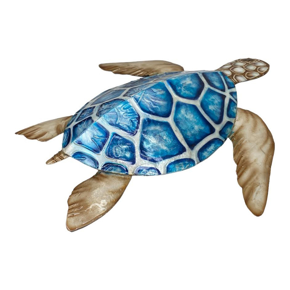 Capiz Shell Blue Loggerhead Sea Turtle Wall Decor - Purple Leopard Boutique