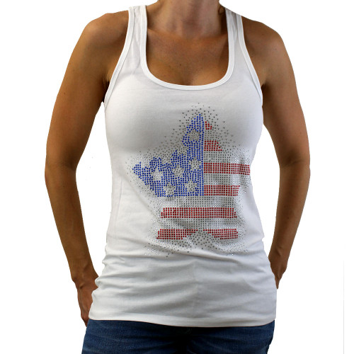 STAR IN RHINESTONE WHITE TANK TOP | PURPLE LEOPARD BOUTIQUE