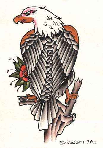 Standing Eagle by Rick Walters Tattoo Art Canvas Giclee - Purple ...