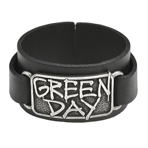 GREEN DAY BLACK LEATHER WRISTSTRAP | PURPLE LEOPARD BOUTIQUE