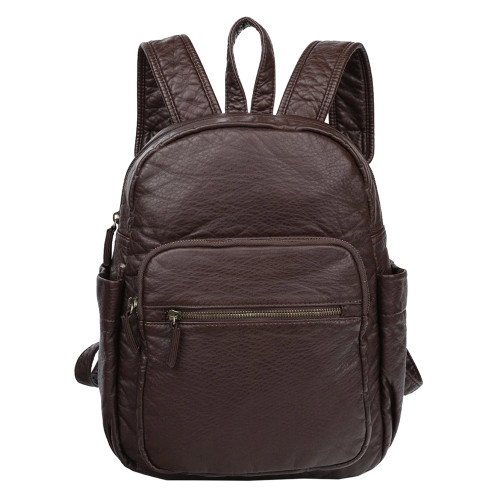 DARK BROWN VEGAN BACKPACK PURSE | PURPLE LEOPARD BOUTIQUE