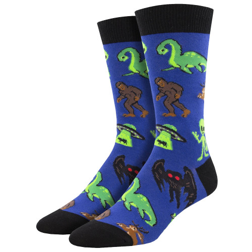 CRYPTIDS ALIENS MEN'S CREW SOCKS | PURPLE LEOPARD BOUTIQUE