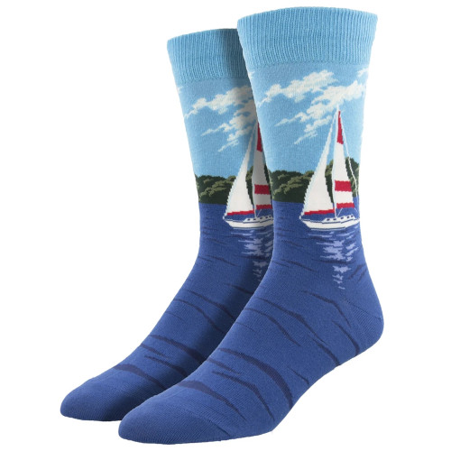 SAILING BY SAILBOAT MEN'S SOCKS | PURPLE LEOPARD BOUTIQUE