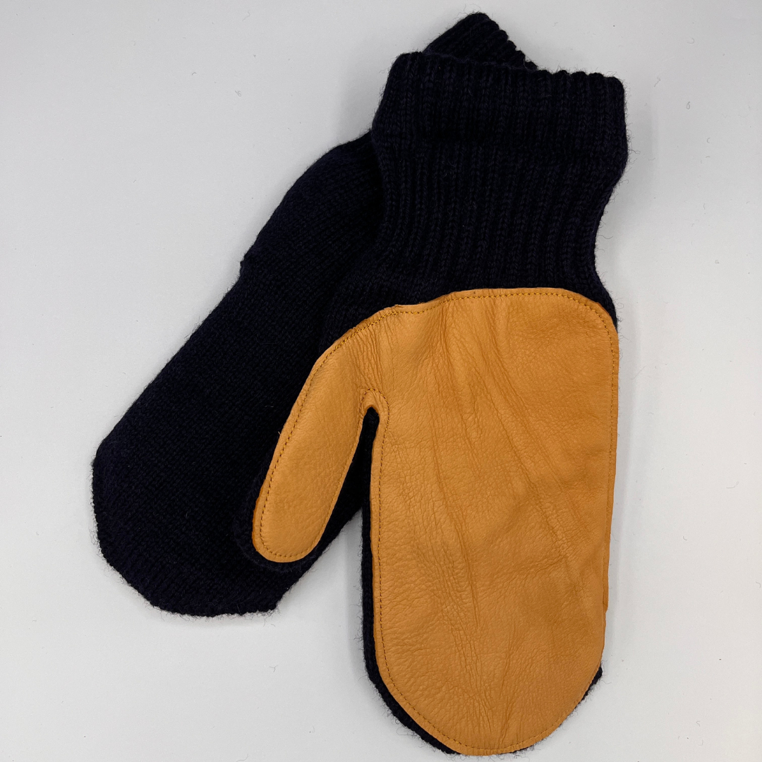 Wool Mittens with Leather Palm - CeCe's Wool