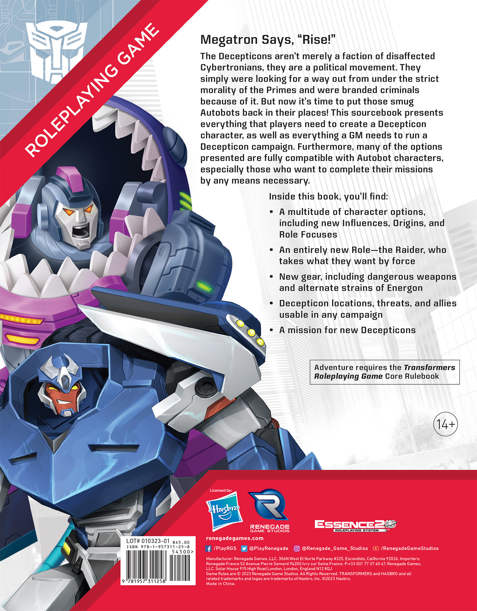 Transformers Roleplaying Game Decepticon Directive