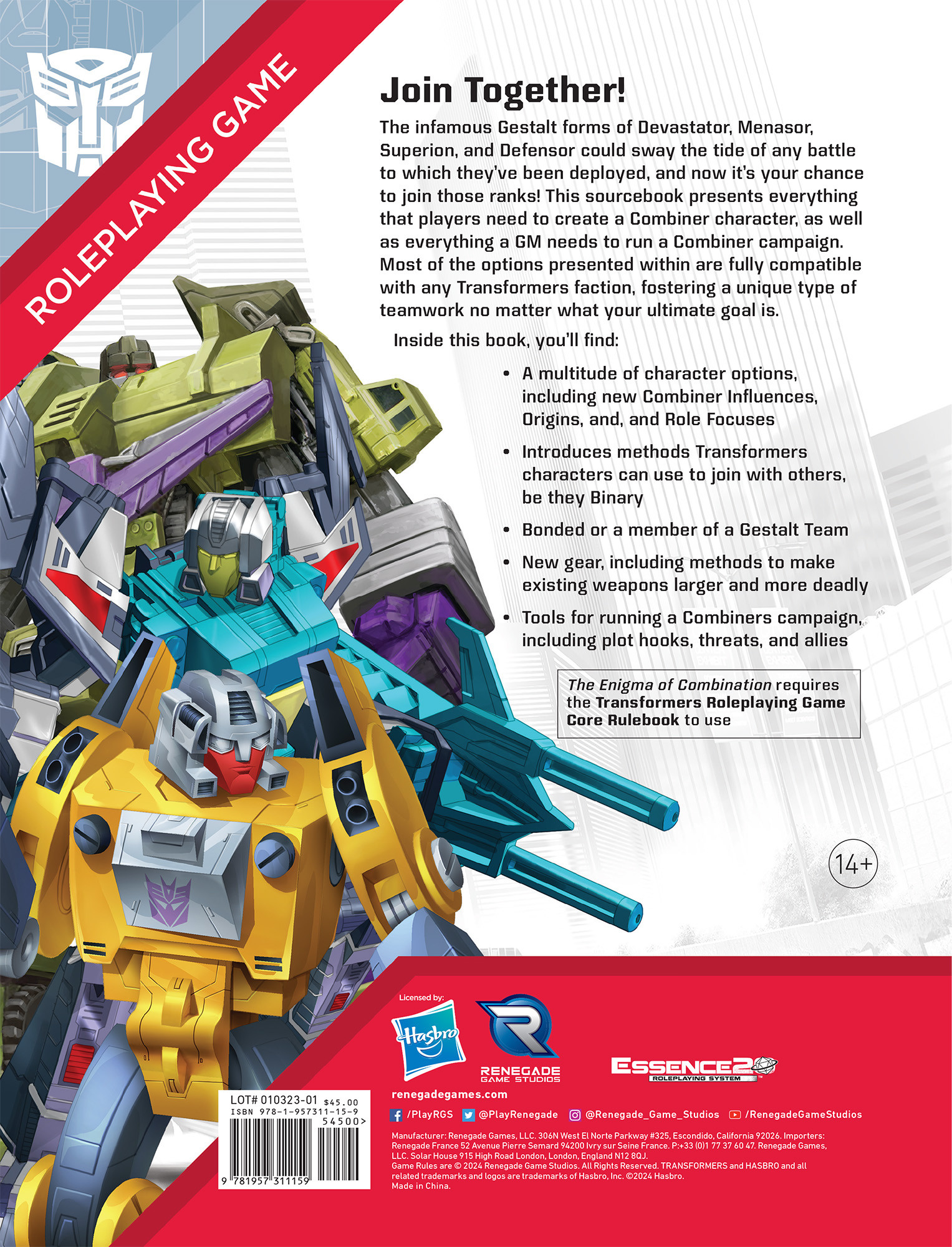 Transformers Roleplaying Game The Enimga of Combination Sourcebook