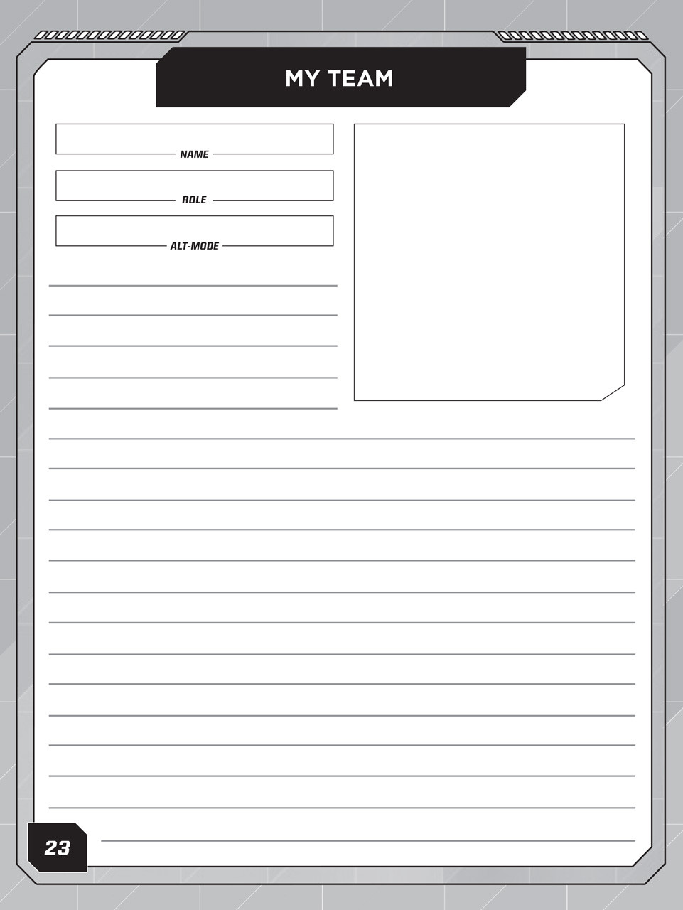 Transformers Roleplaying Game Expanded Character Sheet Journal ...