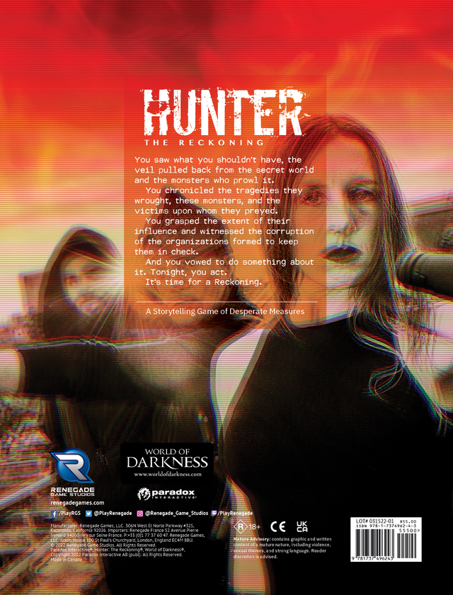 Hunter: The Reckoning 5th Edition Roleplaying Game Core Rulebook ...