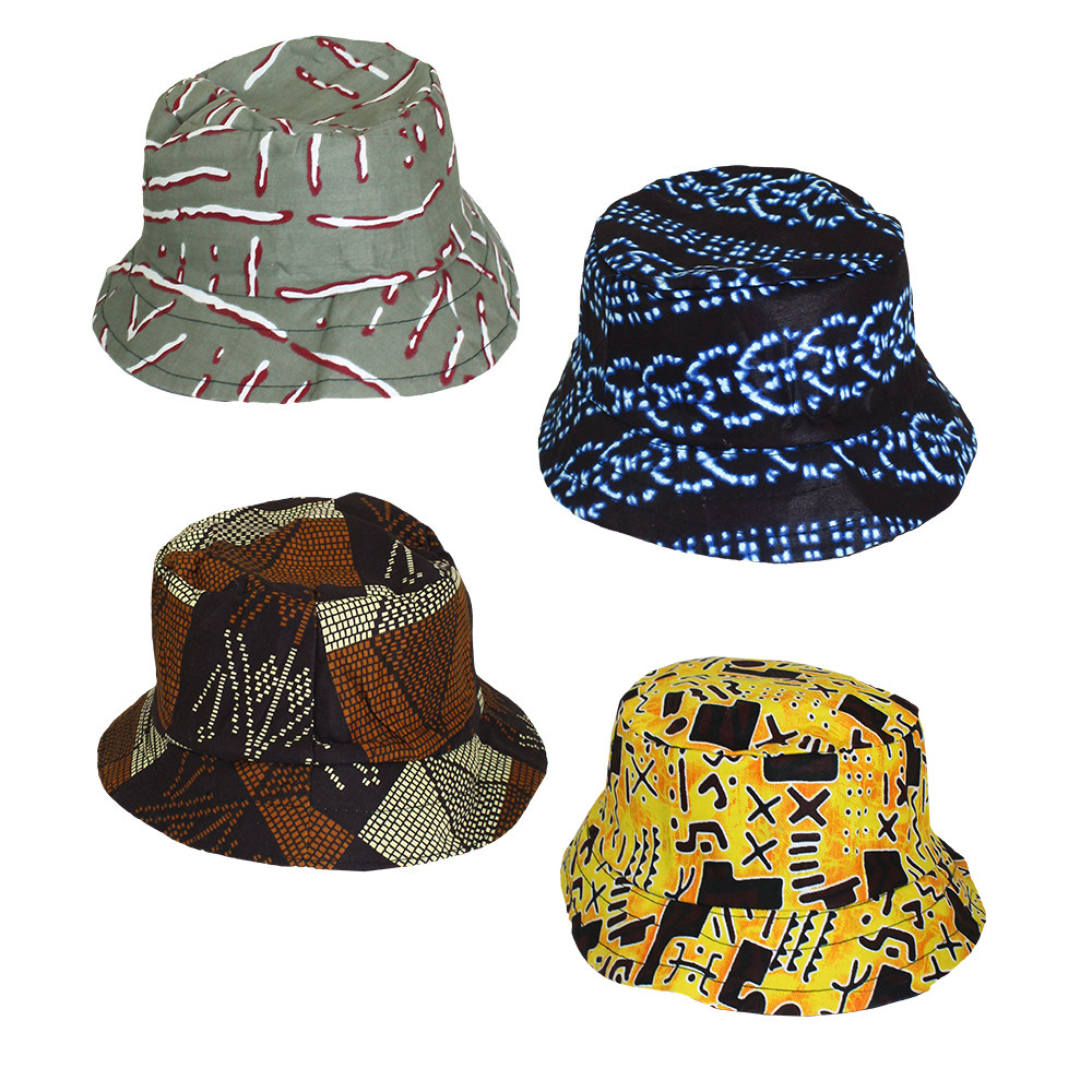 Set Of 4 African Print Bucket Hats - Africa Imports