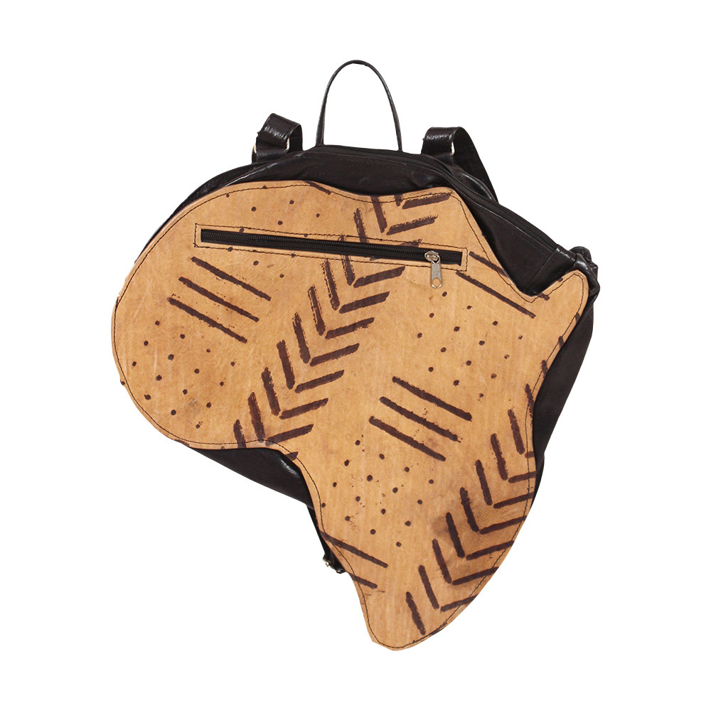 Leather Africa Map Backpack - Africa Imports