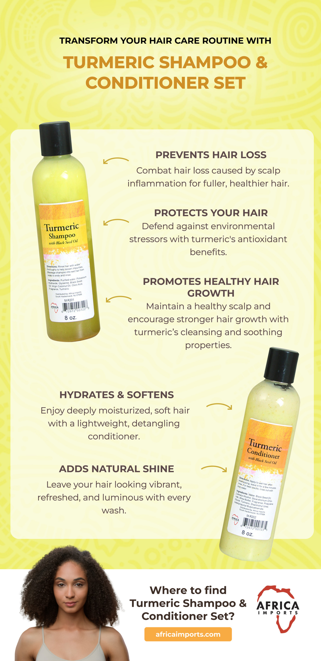 Scalp-Protecting Turmeric Shampoo & Conditioner Set - Africa Imports