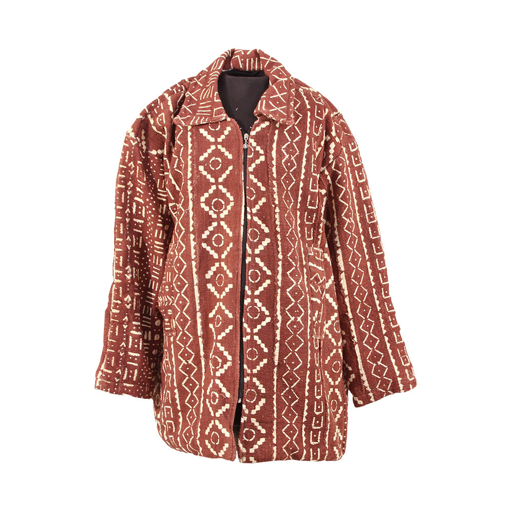 Mid-Length Mud Cloth Fashion Coat - Africa Imports | Africa Imports