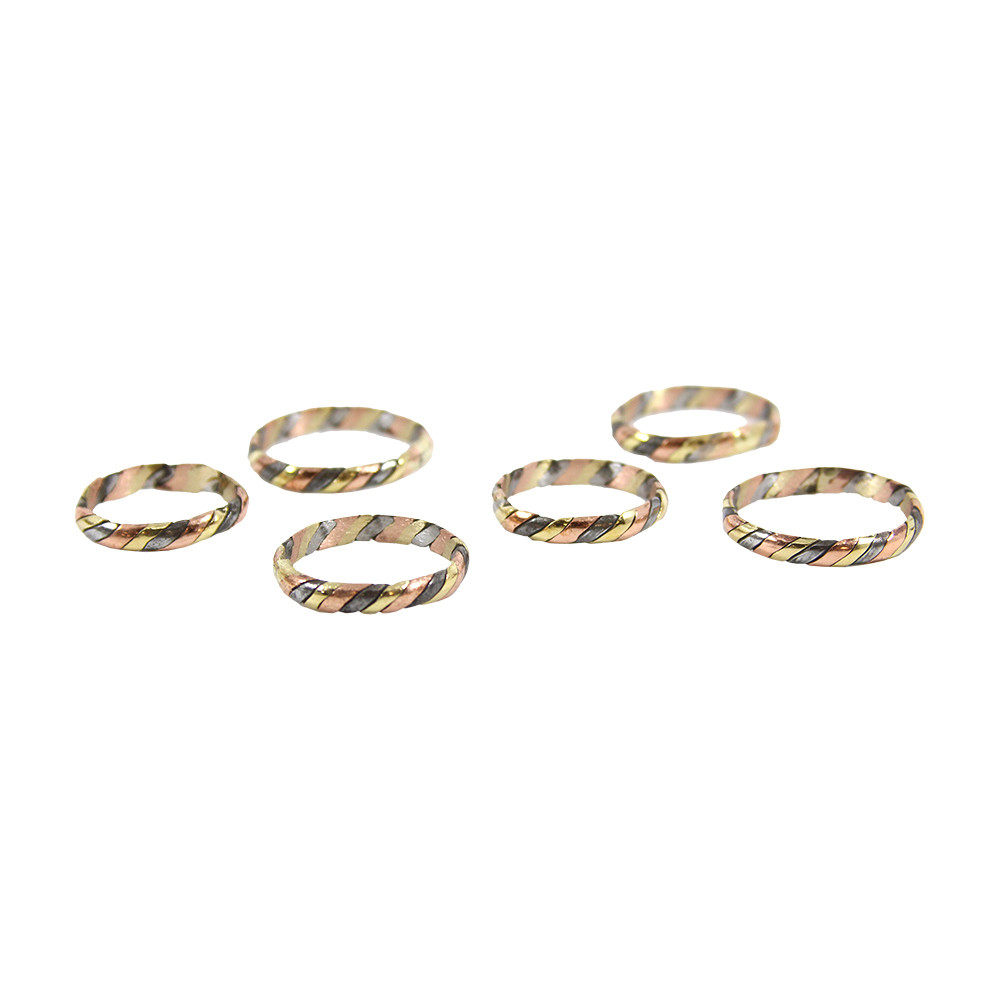 Set of 6 Brass & Copper Twist Rings - Africa Imports