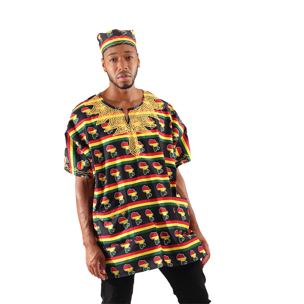 Embroidered Pan Africa Dashiki & Cap - Africa Imports