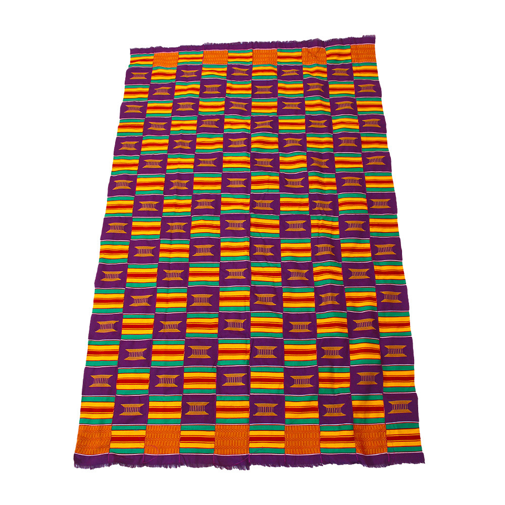 Kente Print Hand Woven Cloth - Kente/Purple Gold Crest - African ...