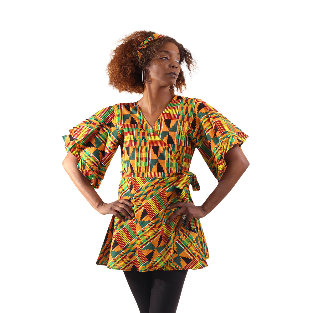 African Print Wrap Around Top - Africa Imports