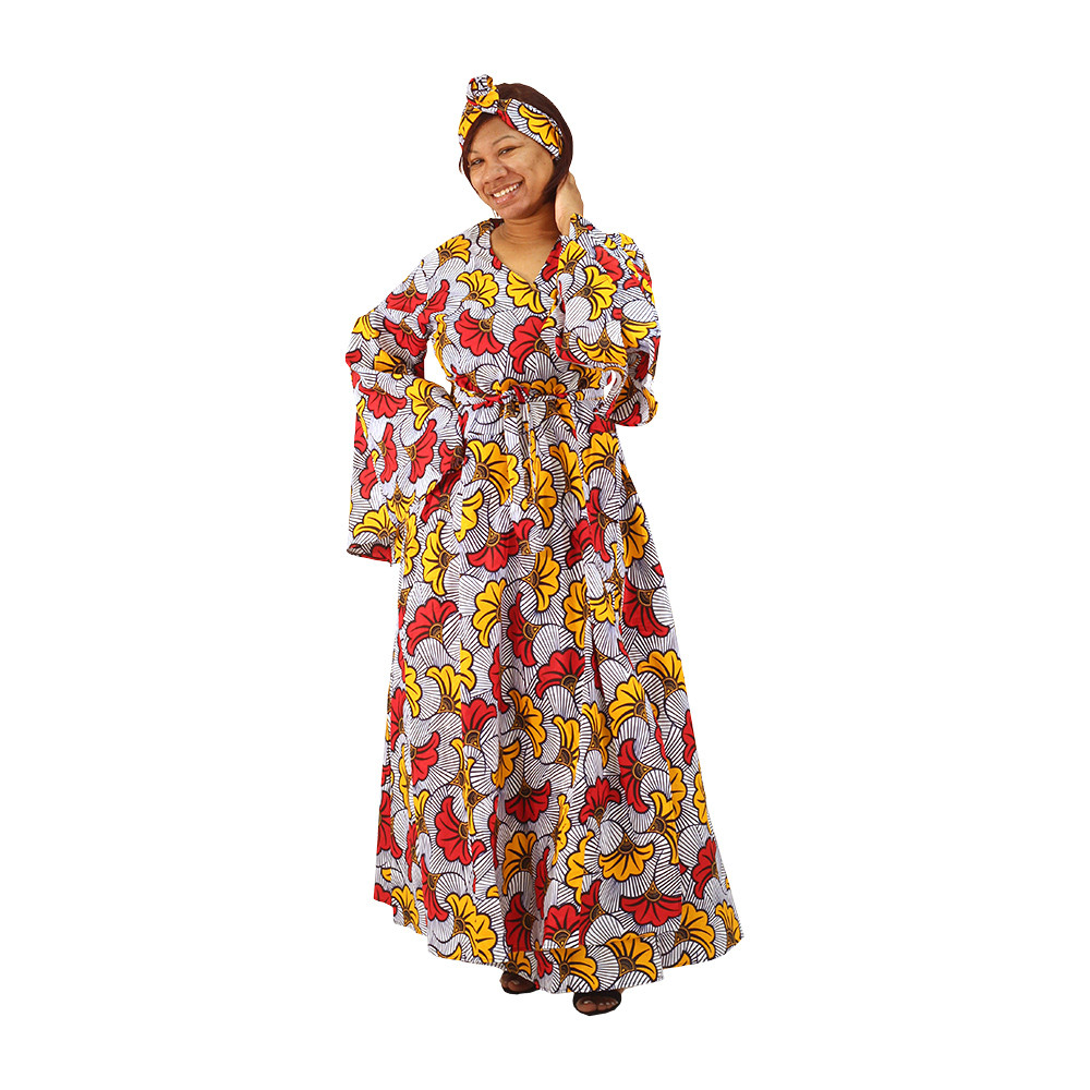 Ankara Print Hathi Wrap Dress - ONE SIZE - Africa Imports