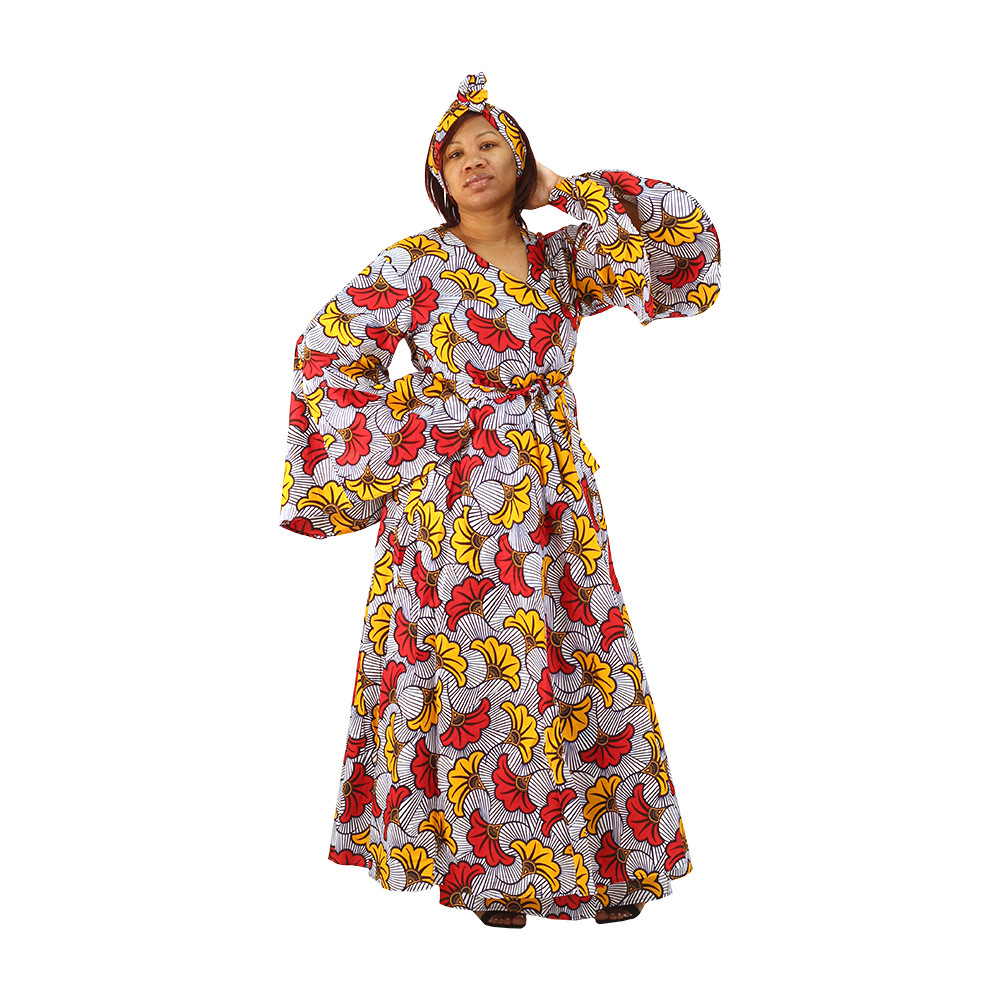 Ankara Print Hathi Wrap Dress - ONE SIZE - Africa Imports