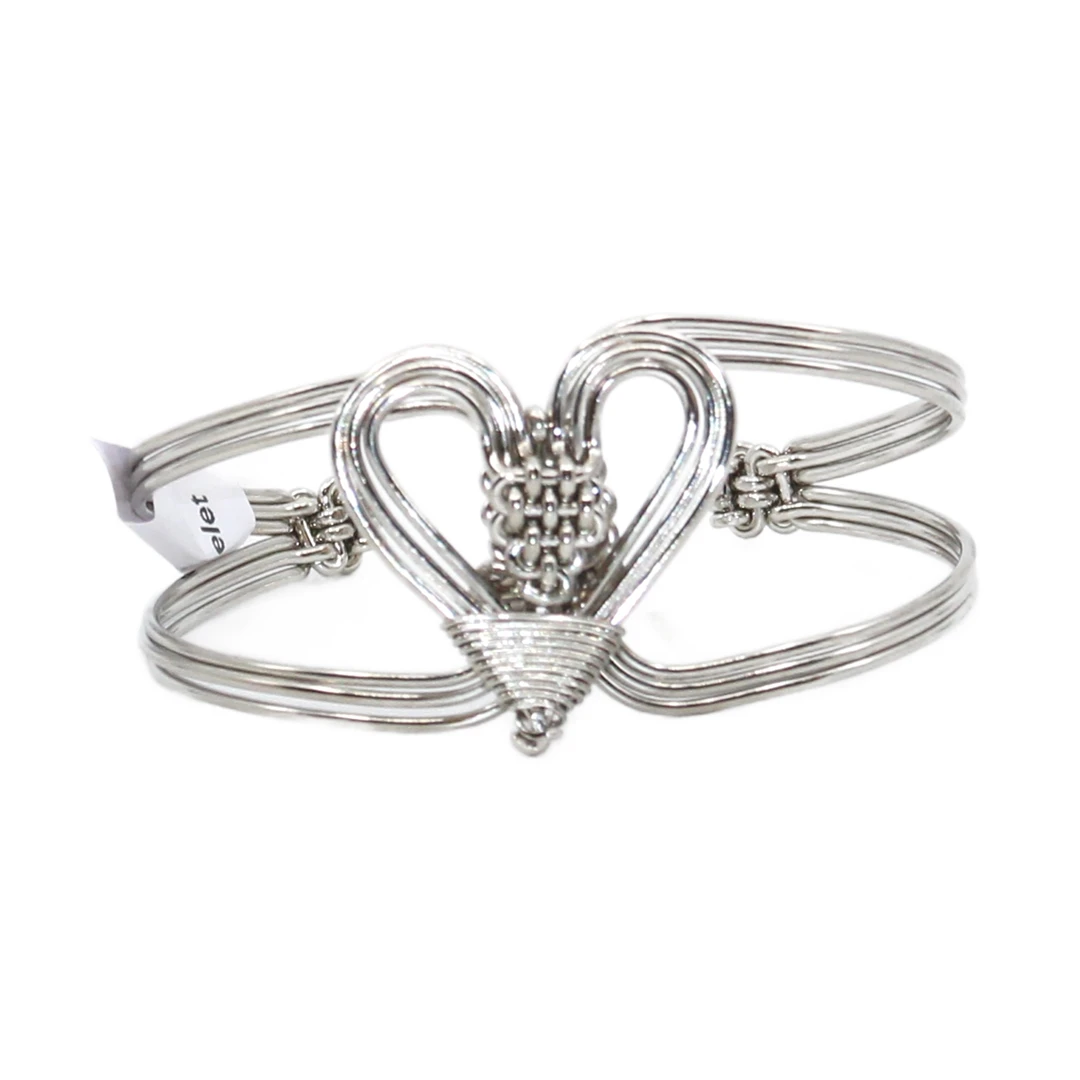 Silver Wire Heart Bracelet - Africa Imports