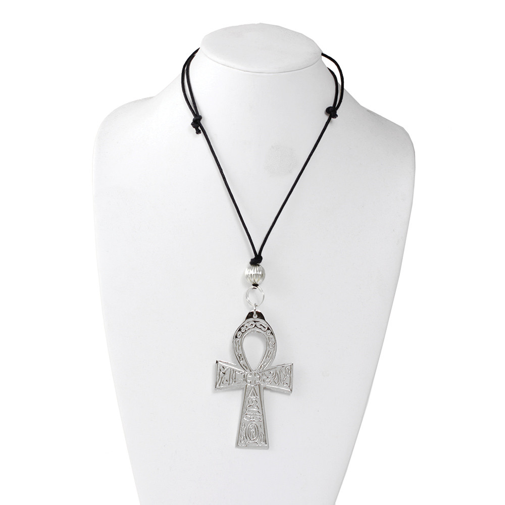 Silver Ankh Necklace: XL (4") - Necklaces - African Jewelry