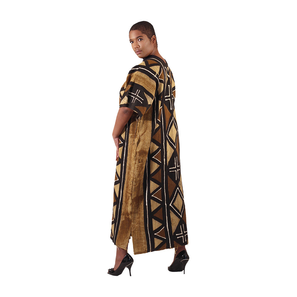 Mud Cloth Dress - Round Collar - Mudcloth Clothing | Africa Imports